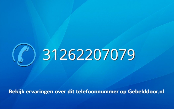 Lees hier 7 ervaringen met het telefoonnummer +31262207079, 0262207079 ...